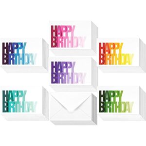 Best Paper Greetings 48 Pack Happy Birthday Cards Bulk Box Set with Envelopes, Blank Inside for Students, Work, Office (6 Designs, 4x6)