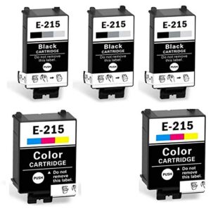 vividink 215 ink cartridges t215 remanufactured for wf-100 wf100 printer, pigment, 5-pack: 3 black, 2 color