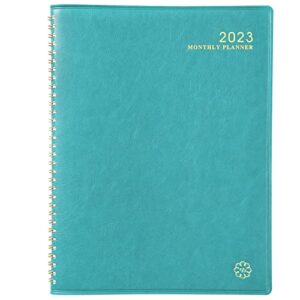 2023 monthly planner/calendar – monthly planner from january 2023 – december 2023, leather calendar planners with tabs, twin-wire binding and double side clear inner pocket, 9″ x 11″, plain/blank writing blocks