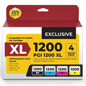 INKjetsclub Compatible Replacement for Canon Maxify PGI-1200XL High Yield Printer Ink Cartridges Combo Pack.