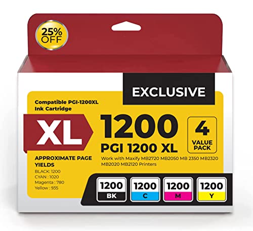 INKjetsclub Compatible Replacement for Canon Maxify PGI-1200XL High Yield Printer Ink Cartridges Combo Pack.