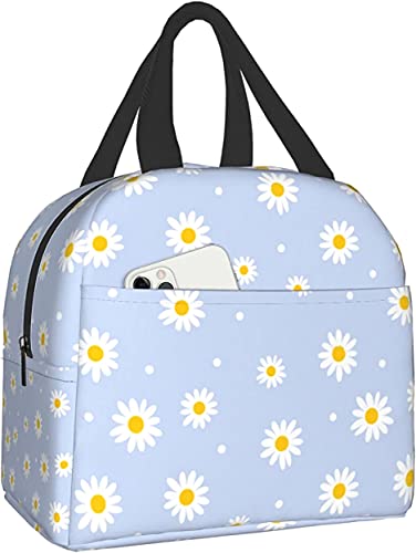 Insulated Lunch Bag for Girls Women, Cooler Tote Reusable Lunch Box Container For Girls Boys School Work Office Travel Picnic Floral Daisy Purple Flower