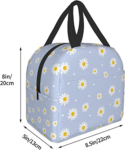 Insulated Lunch Bag for Girls Women, Cooler Tote Reusable Lunch Box Container For Girls Boys School Work Office Travel Picnic Floral Daisy Purple Flower