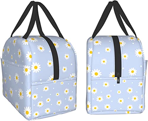 Insulated Lunch Bag for Girls Women, Cooler Tote Reusable Lunch Box Container For Girls Boys School Work Office Travel Picnic Floral Daisy Purple Flower