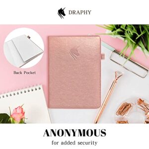 DRAPHY Password Book with Alphabetical Tabs. Medium Size Internet Password Keeper for Logins, and Web Addresses. Leatherette Hardcover Password Log Notebook & Organizer for Home and Office (Rose Gold)