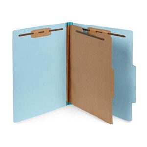 10 blue classification folders – 1 divider – 2 inch tyvek expansions – durable 2 prongs designed to organize standard medical files, law client files, office reports – letter size, blue, 10 pack