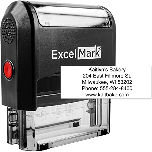 ExcelMark Large Return Address Stamp - Up to 5 Lines - Custom Self Inking Rubber Stamp - Customize Online with Many Font Choices - Large Size