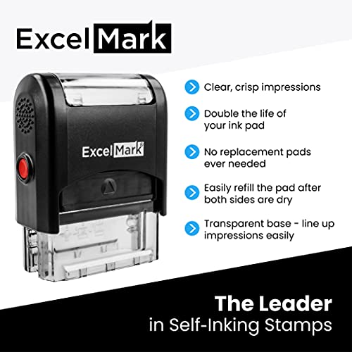 ExcelMark Large Return Address Stamp - Up to 5 Lines - Custom Self Inking Rubber Stamp - Customize Online with Many Font Choices - Large Size