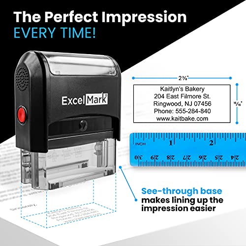 ExcelMark Large Return Address Stamp - Up to 5 Lines - Custom Self Inking Rubber Stamp - Customize Online with Many Font Choices - Large Size