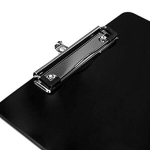 Black Plastic clipboards (Set of 6) Multipack - 12.5x9 Inch Black Clipboard with 100 Sheets Holding Capacity Low Profile Clip | Colored Acrylic Clip Boards in Bulk for Kids & Professionals