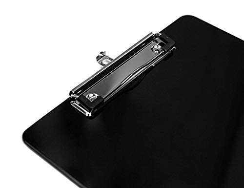 Black Plastic clipboards (Set of 6) Multipack - 12.5x9 Inch Black Clipboard with 100 Sheets Holding Capacity Low Profile Clip | Colored Acrylic Clip Boards in Bulk for Kids & Professionals