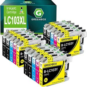 GREENBOX Compatible LC103 XL Ink Cartridge Replacement for Brother LC103 LC103XL LC101 LC101XL High Yield for Brother MFC J870DW J450DW J470DW J650DW J4410DW J4510DW J4710DW J6720DW Printer (15 Packs)