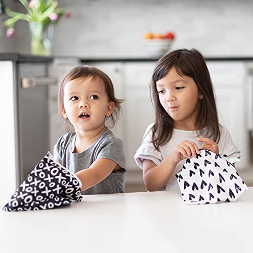 Bumkins Sandwich Bag / Snack Bag, Reusable Fabric, Washable, Food Safe, BPA Free, 7x7 - Hearts & XOXO (Pack of 2)