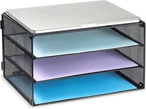 daltack 3 tier letter tray paper organizer mesh metal desk file organizer for home & office, black