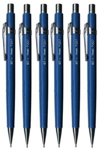 pentel 0.7mm (p207-c) blue p200 series automatic mechanical drafting pencil refillable lead eraser (pack of 6)