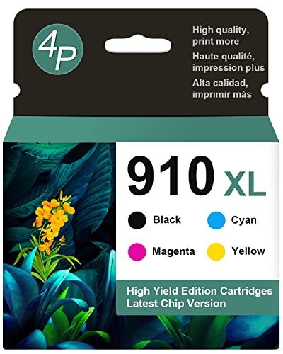 Q-image 910XL Ink cartridges Combo Pack Work with Officejet Pro 8020 8025 8035 8028 8022 8030 Printer(Black, Cyan, Magenta, Yellow, Total 4 Packs)