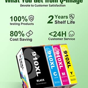 Q-image 910XL Ink cartridges Combo Pack Work with Officejet Pro 8020 8025 8035 8028 8022 8030 Printer(Black, Cyan, Magenta, Yellow, Total 4 Packs)