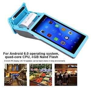 Ciglow Android POS Terminal Receipt Printer, 58mm Handheld Barcode Scanner Printer with 5.5in IPS Display, Support 8GB, WiFi, BT3.0/4.0, Blue, 110-240v(US)