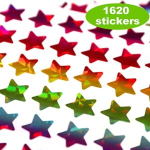 1620 Holographic Rainbow Small Star Stickers for Kids Reward, Behavior Chart, Student Planner and School Classroom Teacher Supplies, 0.6" Diameter