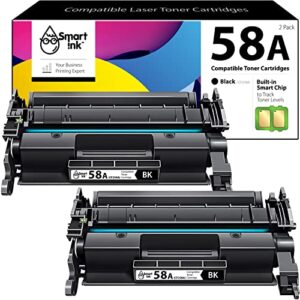 smart ink compatible toner cartridge replacement (with chip) for hp 58a cf258a 58x cf258x 58 (2 black pack) to use with hp laserjet pro m404n m404dn m404dw mfp m428fdw m428fdn m428dw printers