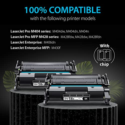 Smart Ink Compatible Toner Cartridge Replacement (with CHIP) for HP 58A CF258A 58X CF258X 58 (2 Black Pack) to use with HP Laserjet Pro M404n M404dn M404dw MFP M428fdw M428fdn M428dw Printers