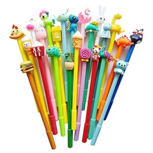 24 pack blue erasable kawaii cute cartoon gel ink pens assorted style writing pens for birthday present school prize student gift fun kiddos girl pens (erasable blue)