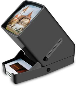 rybozen 35mm slide viewer, 3x magnification and desk top led lighted illuminated viewing and battery operation-for 35mm slides & positive film negatives(4aa batteries included)