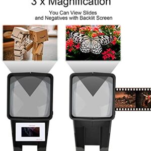 Rybozen 35mm Slide Viewer, 3X Magnification and Desk Top LED Lighted Illuminated Viewing and Battery Operation-for 35mm Slides & Positive Film Negatives(4AA Batteries Included)