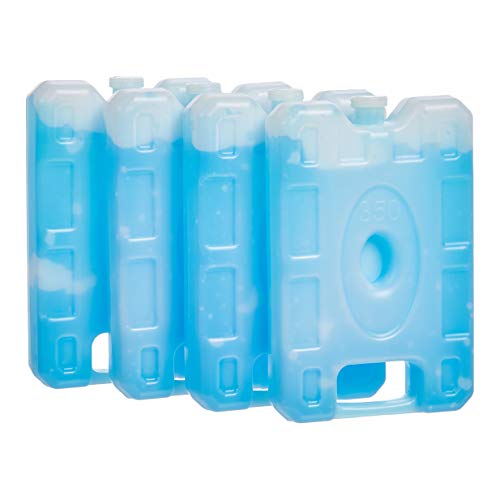 Amazon Basics Reusable Hard Sided Rectangular Ice Pack, 6.5" X 4.3" X 1.2", Blue, Pack of 4