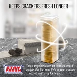 Stay Fresh Cracker Container Set – Kitchen Discovery – Round and Square Sizes for No-Crush Saltine, Cracker, and Cookie Storage – Retains Just-Opened Crispness and Flavor