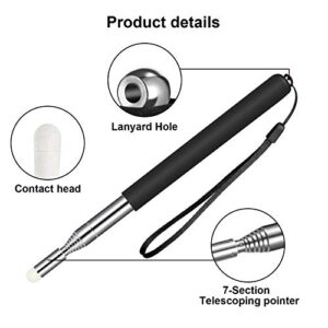 4 Pieces Retractable Teacher Pointer Telescopic Teaching Pointer Presenter Whiteboard Pointer and Lanyards with 6 Pieces Extra Felt Nibs for Teachers Presenter, Extends Design (39 Inches)