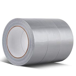 heavy duty silver duct tape, professional grade multi-use duct tape, 48mm x 32m (1.88 inches x 35 yards), 8.27 mil thickness, silver, 3 rolls