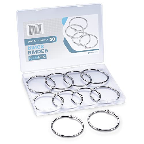 OFFPLEX Loose Leaf Binder Rings 2 Inch (20 Pack) – Premium Nickel Plated Steel Book Rings, Metal Rings for Index Cards, Index Card Rings, for Office, School or Home