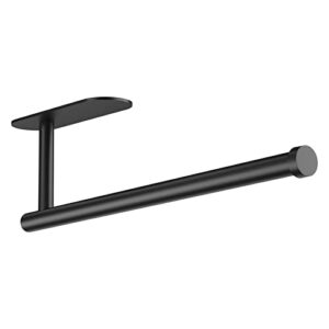 paper towel holder, self adhesive or screw mounting, black paper towel holder wall mount, sus304 stainless steel paper towel holder under cabinet for kitchen, counter, cabinet, bathroom