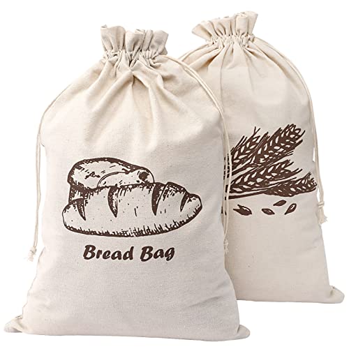 Augshy Linen Bread Bags for Homemade Bread Container, 4 Pcs 17.5 X11.5 Inches Unbleached & Reusable Bread Storage, Natural Large Storage for Artisan Bread