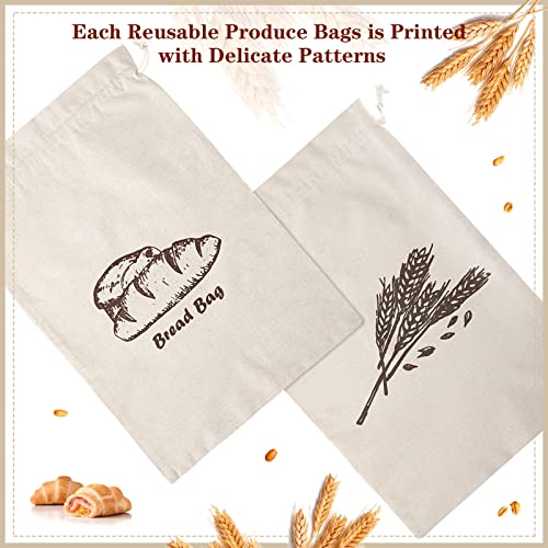 Augshy Linen Bread Bags for Homemade Bread Container, 4 Pcs 17.5 X11.5 Inches Unbleached & Reusable Bread Storage, Natural Large Storage for Artisan Bread