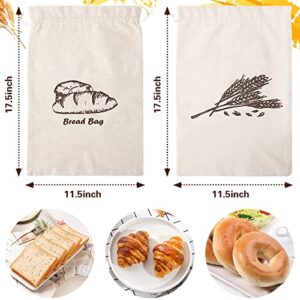 Augshy Linen Bread Bags for Homemade Bread Container, 4 Pcs 17.5 X11.5 Inches Unbleached & Reusable Bread Storage, Natural Large Storage for Artisan Bread