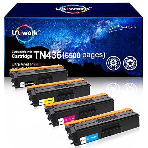 Uniwork Compatible Toner Cartridge Replacement for Brother TN436 TN 436 TN436BK TN433 use with MFC-L8900CDW HL-L8360CDW HL-L8260CDW MFC-L8610CDW MFC-L9570CDW HL-L9310CDW Printer Tray (4 Pack)