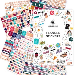 clever fox planner stickers – monthly, weekly & daily planner stickers 14 sheets set of 1360+ unique stickers by clever fox (value pack)