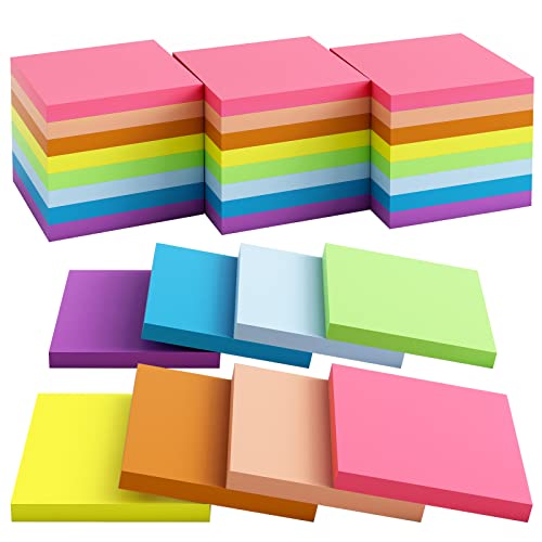 EOOUT 24 Pack Sticky Notes 3x3 Inches, Bright Colors Self-Stick Pads, Super Sticking Power Memo Pads, Easy to Post for Home, Office, Notebook, 84 Sheets/pad