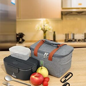 STN Heated Lunch Box,75W Electric Lunch Box Food Heater 1.5L Heated Lunch Boxes For Adults Work With Insulated Bags and Big Cutlery Set For 12V 24V 110V