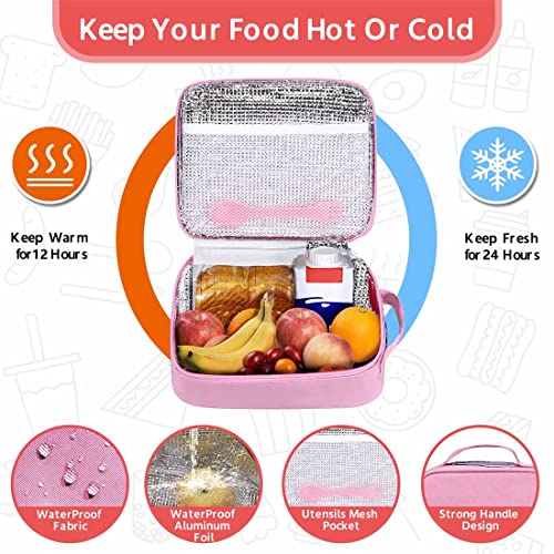 MAISON HUIS Bento Lunch Box for Kids With 8oz Soup Thermos, Leakproof Lunch Compartment Containers with 4 Compartment Bento Box, Thermos Food Jar and Lunch Bag, BPA Free,Travel, School(Unicorn)