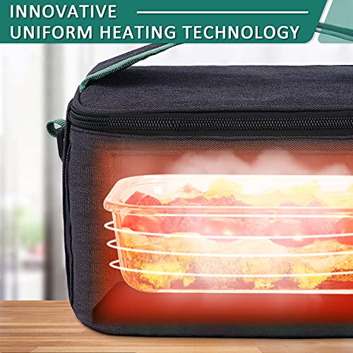 SabotHeat Smart Portable Oven for Car - 6 Adjustable Heat Levels & Timer Fast Heating Portable Food Warmer Lunch Box with for Reheating & Cooking, Lunch Box Warmer for Work, Trip, Camping, 12V90W