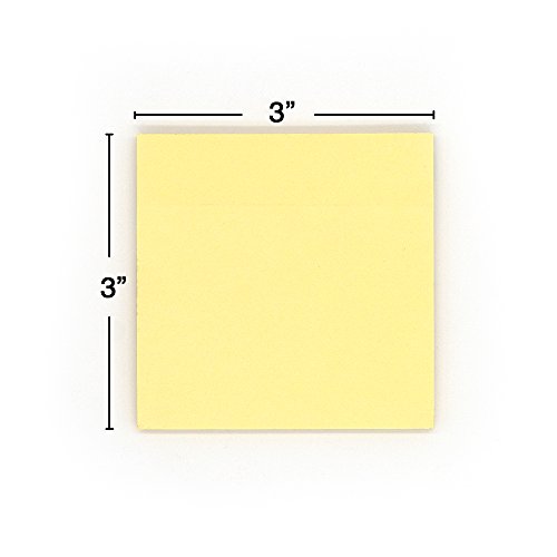 Sticky Notes 3" x 3 inch Yellow Stick On Note. Self Stick It Notes. Strong Sticking Square Stickies. Small Square Removable Memo Pad to Post in Office, Home, School. 12 Pads - Emraw