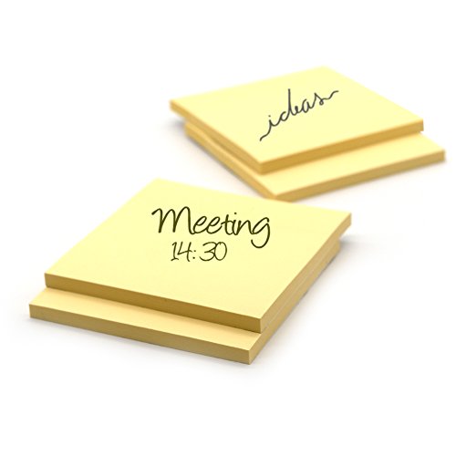 Sticky Notes 3" x 3 inch Yellow Stick On Note. Self Stick It Notes. Strong Sticking Square Stickies. Small Square Removable Memo Pad to Post in Office, Home, School. 12 Pads - Emraw