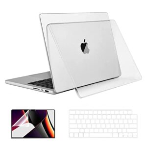 eoocoo hard case clear compatible for newest macbook pro 16 inch case release 2023 2022 2021 model m2 a2780 m1 pro m1 max a2485 with keyboard cover, screen protector – crystal clear