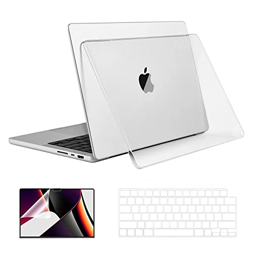 EooCoo Hard Case Clear Compatible for Newest MacBook Pro 16 Inch Case Release 2023 2022 2021 Model M2 A2780 M1 Pro M1 Max A2485 with Keyboard Cover, Screen Protector - Crystal Clear