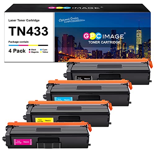 GPC Image Compatible Toner Cartridge Replacement for Brother TN433 Toner TN 433 Compatible with HL-L8360CDW MFC-L8900CDW HL-L8360CDWT HL-L8260CDW MFCL8610CDW MFCL9570CDW Printer (4 Pack)