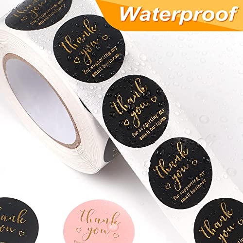 2000Pcs 1inch Thank You Stickers, 3-Color Thank You Stickers Small Business, Thank You for Supporting My Small Business Adhesive Sticker Labels, Round Stickers for Business (4 Rolls, Each roll 500Pcs)