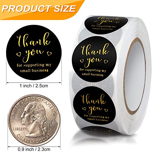 2000Pcs 1inch Thank You Stickers, 3-Color Thank You Stickers Small Business, Thank You for Supporting My Small Business Adhesive Sticker Labels, Round Stickers for Business (4 Rolls, Each roll 500Pcs)